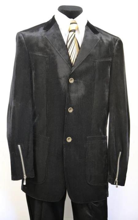 Men's Black 3 Button Suit — MensUSA