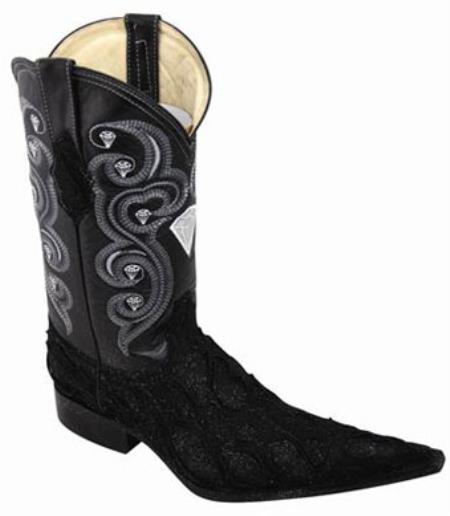 Bota Vaquera Fashion Terminado Tela Negro — MensUSA