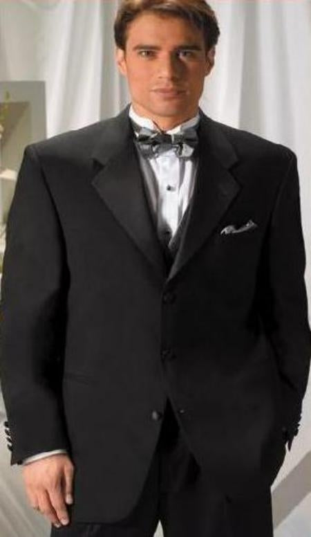 Designer Solid Black Light Weight Soft Poly~Rayon Soft Tuxedo Suit + S ...