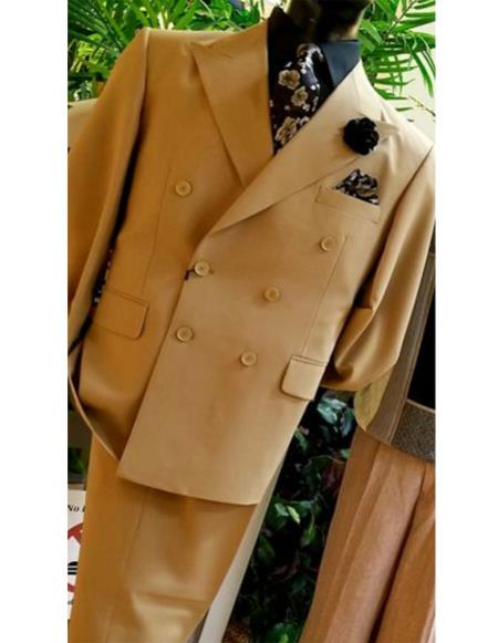 Men's Classic Men's Double Breasted Suits Jacket Tan ~ Bronze ~ Camel ...