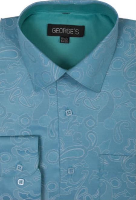 Mens Turquoise Dress Shirt Turquoise Captivating front George Cotton D ...