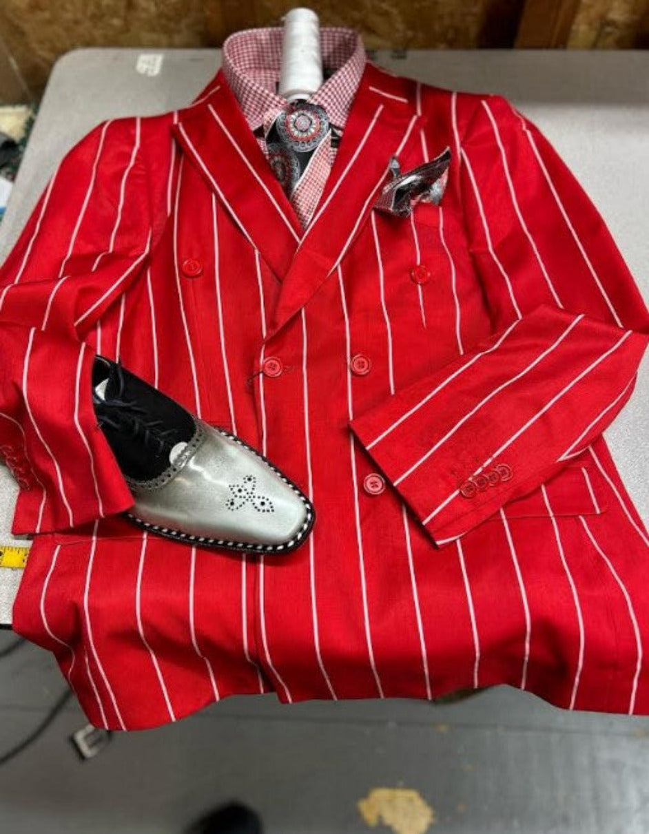 Mens Double Breasted Blazer Suit Jacket - Bold Pinstripe Sport Coat in ...