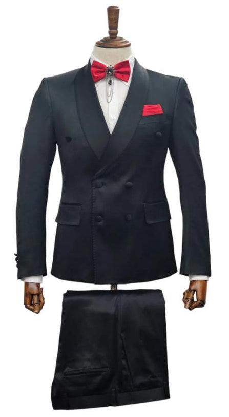 Mens Double Breasted Sateen Shiny Fabric Metallic Fabric - Sharskin Su ...