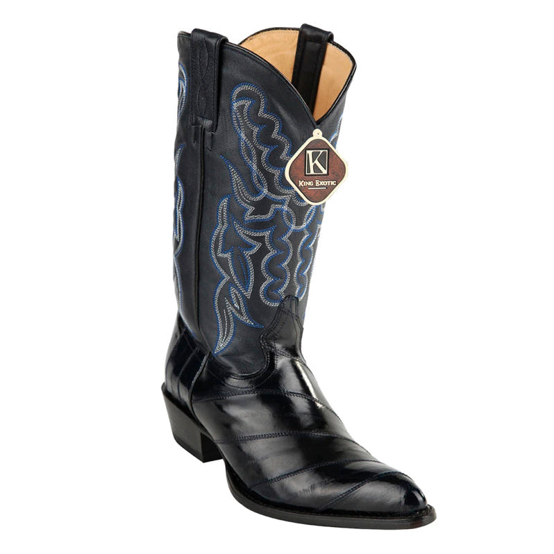 Men's King Exotic Boots Genuine Eel Skin Boots Navy Blue (4980810 ...