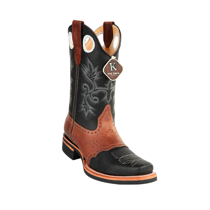Men's King Exotic Boots Genuine Leather With Saddle Vamp Handcrafted B ...