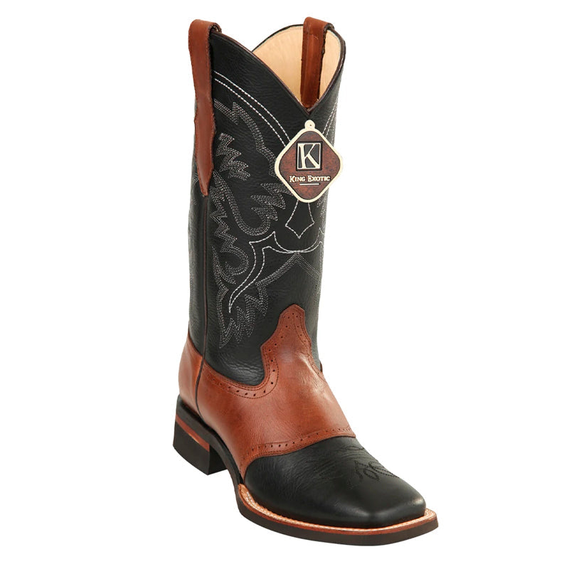 Men's King Exotic Boots Genuine Leather With Saddle Vamp Handcrafted B ...