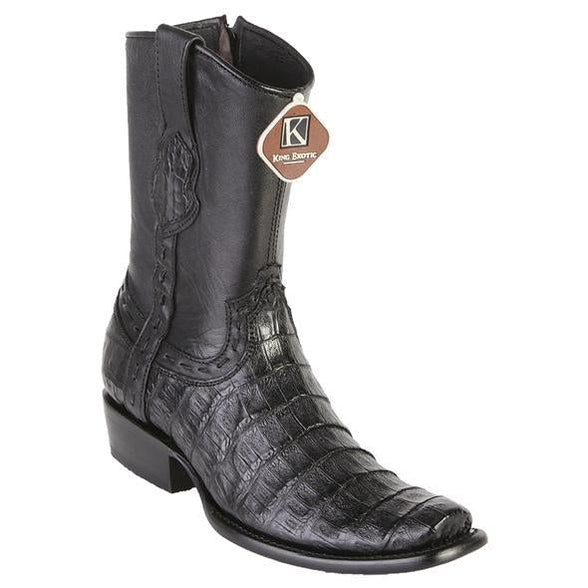 Men's King Exotic Fuscus Caiman Belly Boots With Inside Zipper Black ...