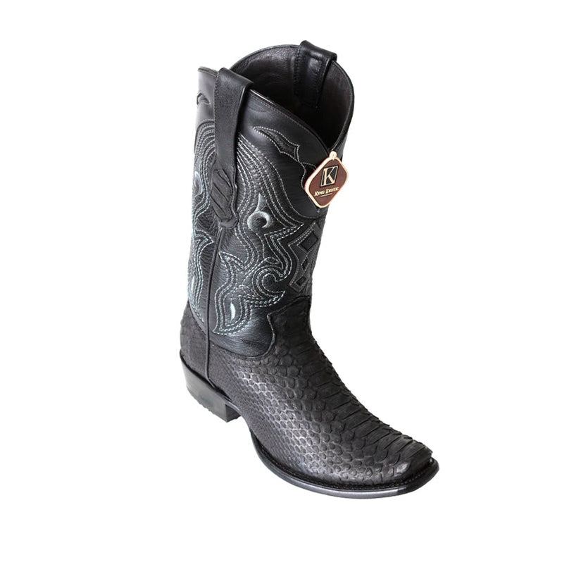 Men's King Exotic Python Boots Dubai Toe Handcrafted Black Suede Finis — MensUSA