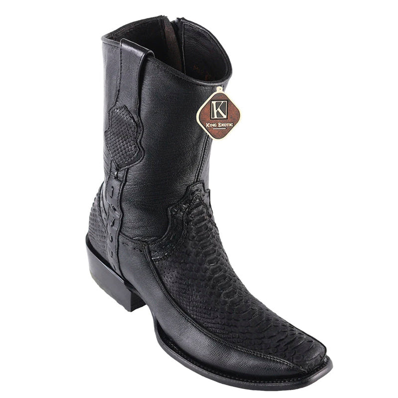 Men's King Exotic Python Boots With Deer Dubai Toe Handcrafted Black S — MensUSA