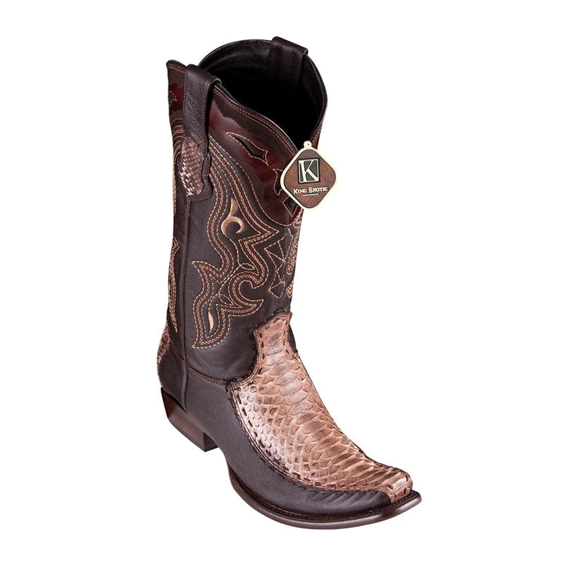 Men's King Exotic Python Boots With Deer Dubai Toe Handcrafted Rustic — MensUSA