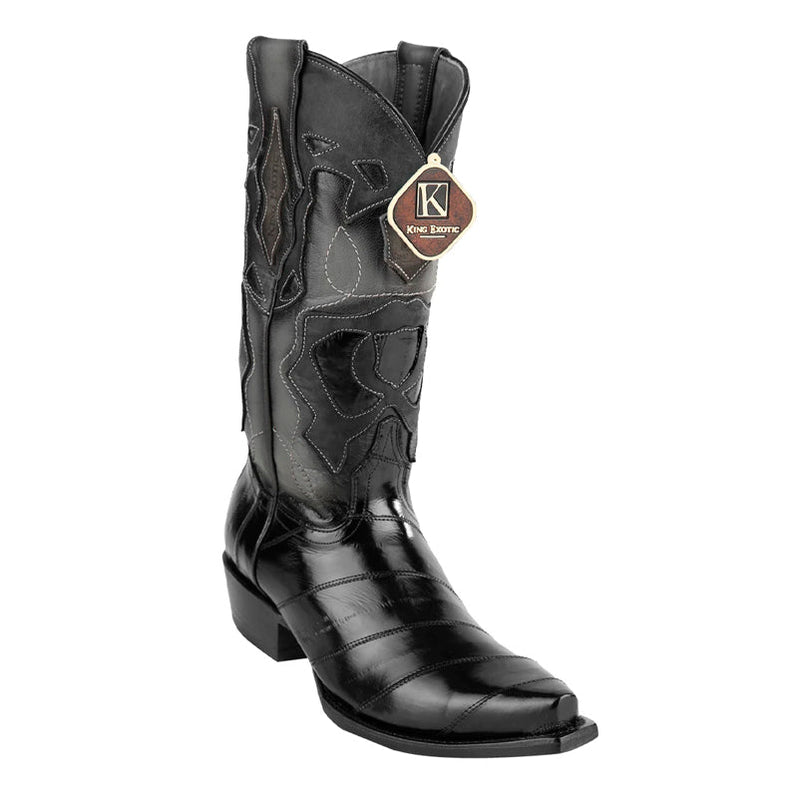 Men's King Exotic Snip Toe Eel Boots Handcrafted Black (494R0805 ...
