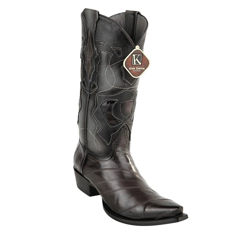 Men's King Exotic Snip Toe Eel Boots Handcrafted Burnished Gray (494RD ...
