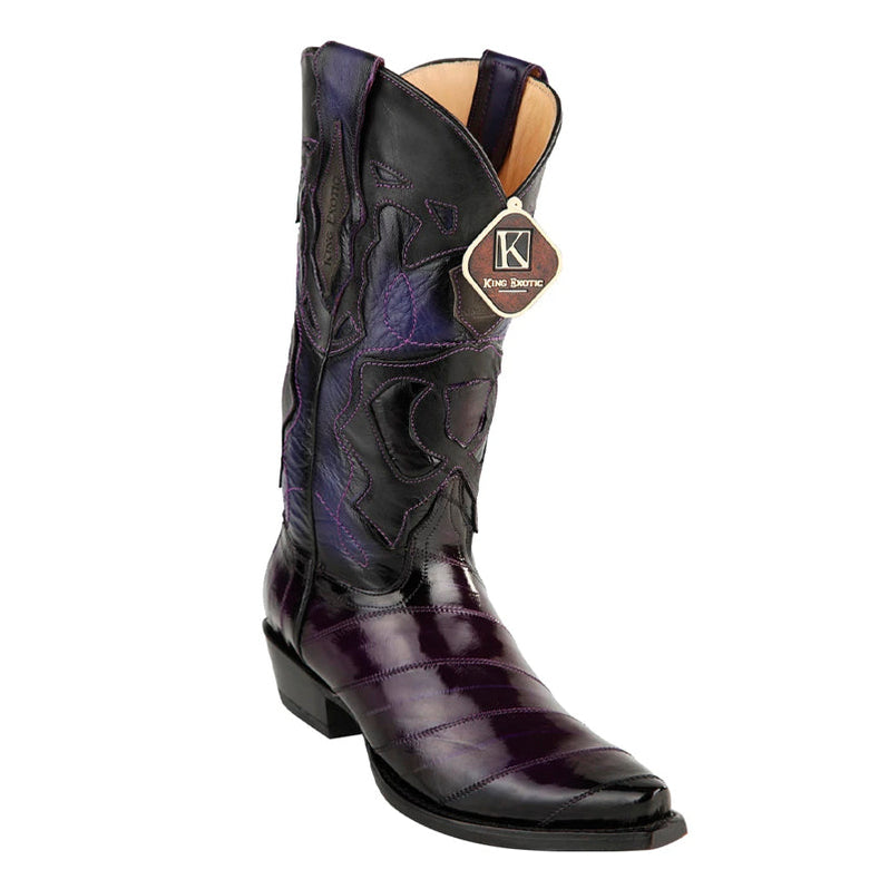 Men's King Exotic Snip Toe Eel Boots Handcrafted Burnished Purple (494 ...