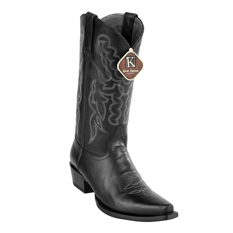 Men's King Exotic Snip Toe Pull Up Leather Boots Handmade Black ...