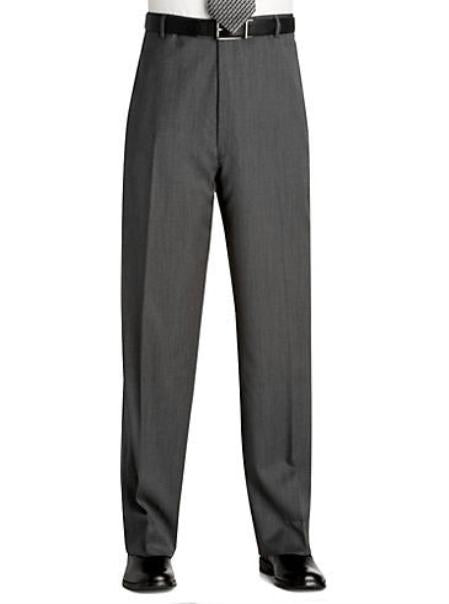 Flat Front Regular Rise Light Gray Slacks — MensUSA
