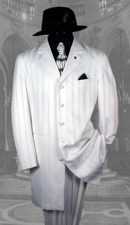 All White Suit For Men Shadow Pinstripe Suits For Men — MensUSA