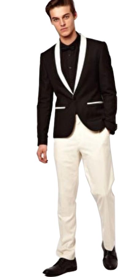 Men's Shawl Lapel Button Closure Black Tuxedo Suit — MensUSA