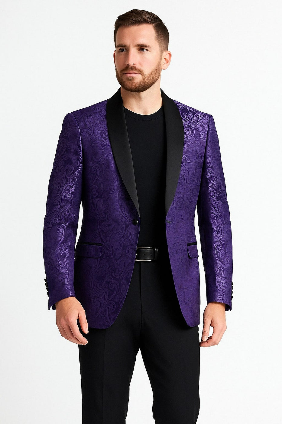 Mens Purple Paisley Pattern Blazer Jacket – Satin Finish — MensUSA