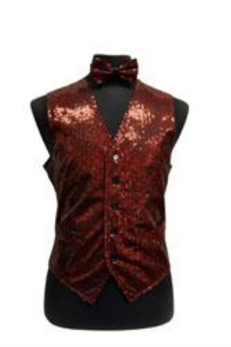 Sparkly Bow Tie Satin Shiny Sequin Dress Tuxedo Wedding Vest/bow tie s ...