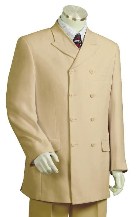 Men's Triple Breasted 8 Button Wide Leg Taupe Fashion Suit Double Brea ...