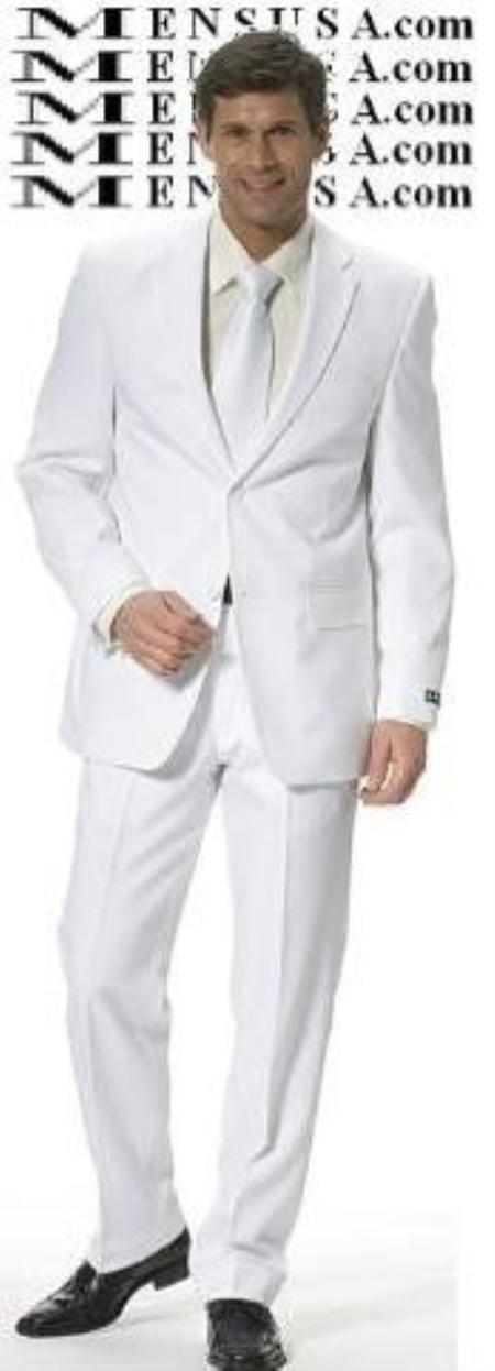 skinny Cool Light Weight 2or3 Button Taper Slim Cut Suit - All White S ...