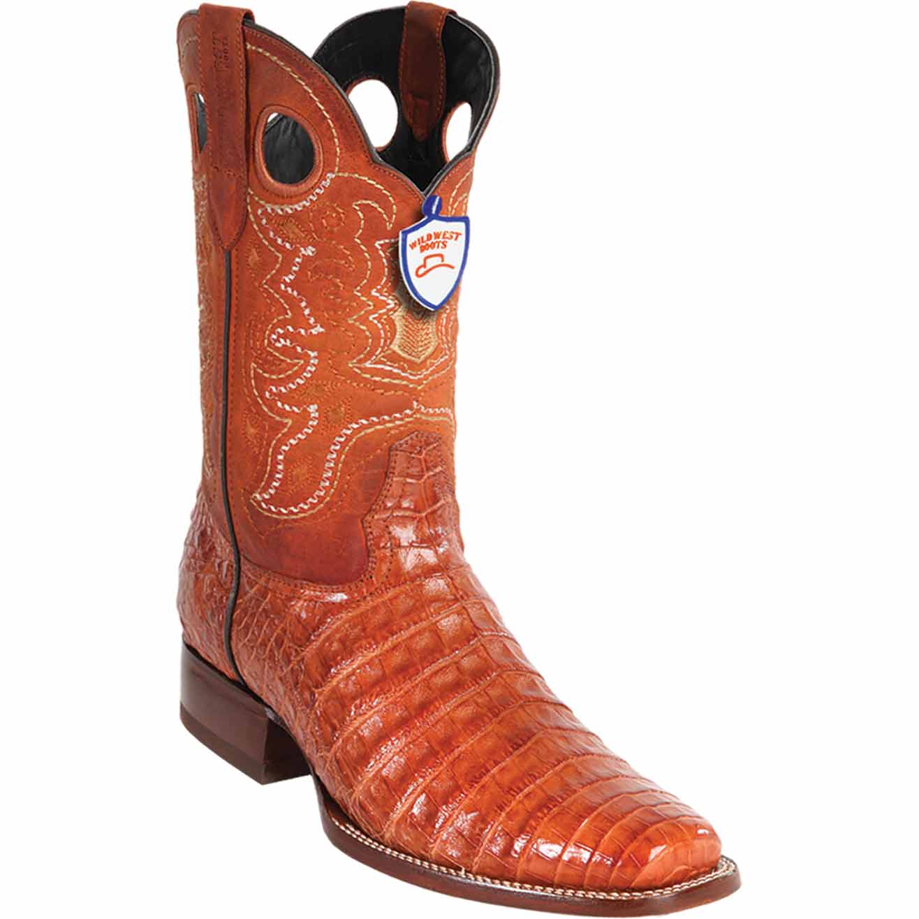 Men's Wild West Caiman Belly Skin Rodeo Toe Boots 281882 — MensUSA