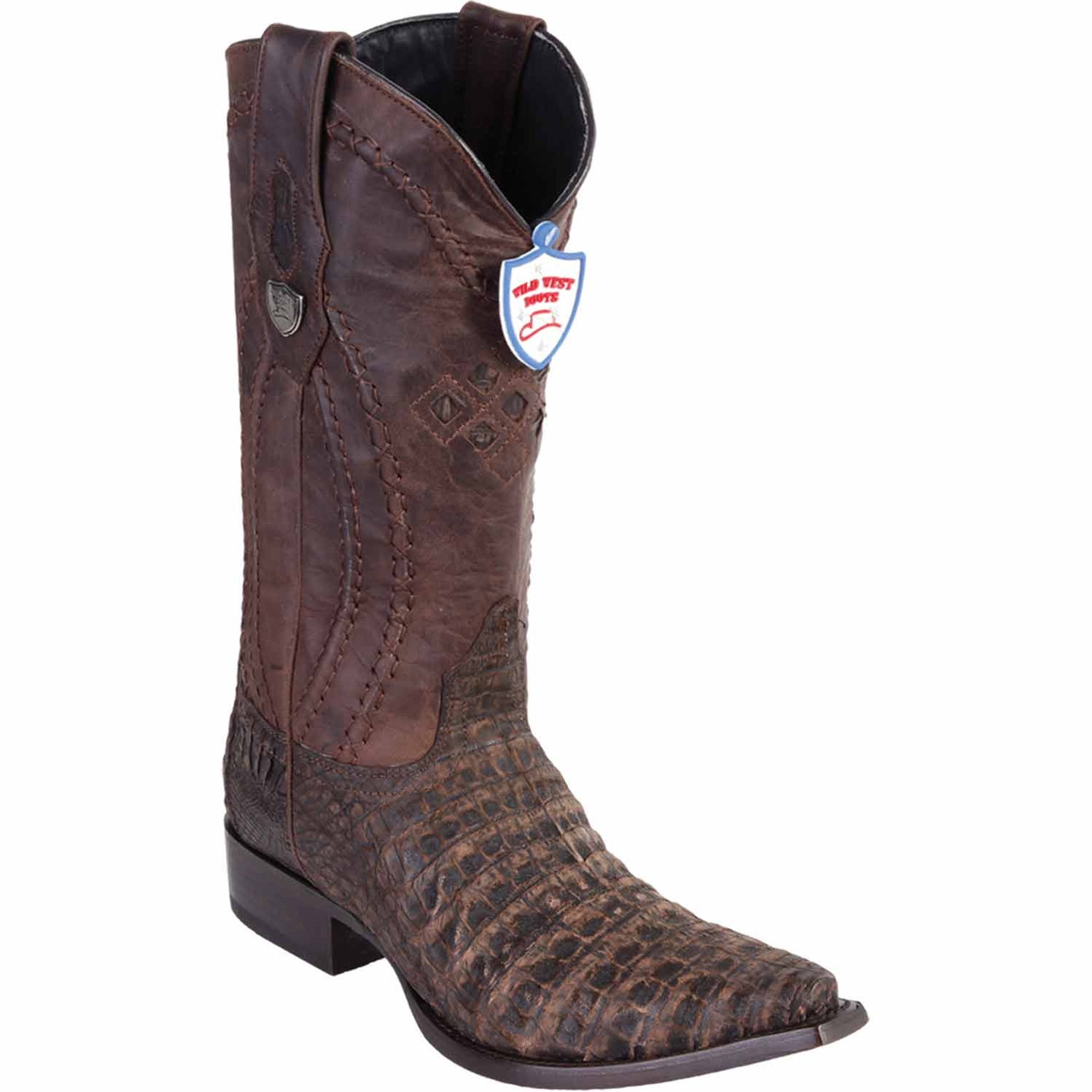 Men's Wild West Caiman Belly Skin Snip Toe Boots 29482 — MensUSA