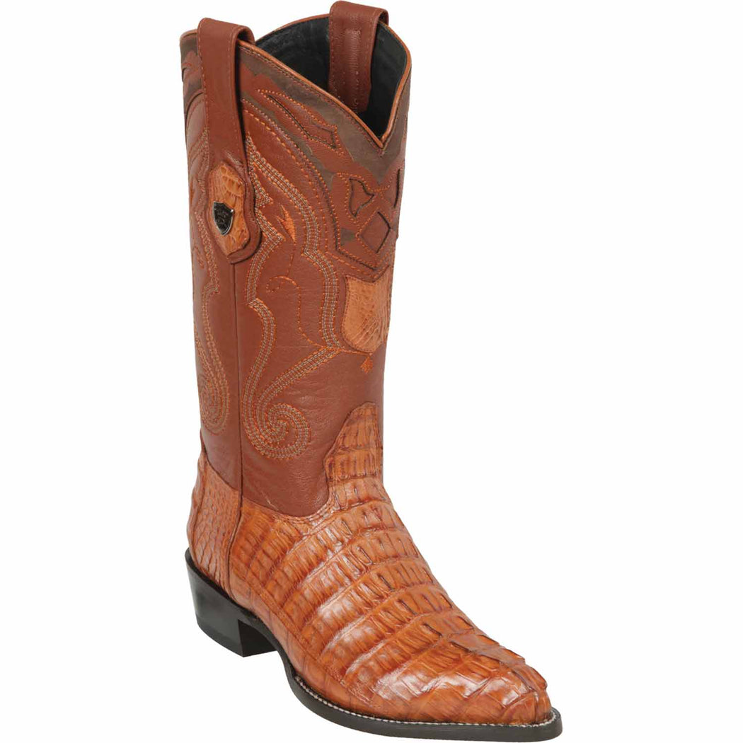 Men's Wild West Caiman Tail Skin J Toe Boots 29901-A — MensUSA