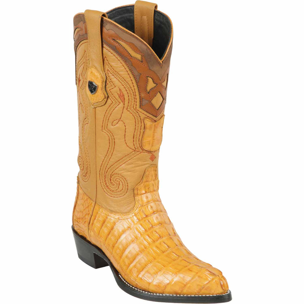 Men's Wild West Caiman Tail Skin J Toe Boots 29901-A — MensUSA