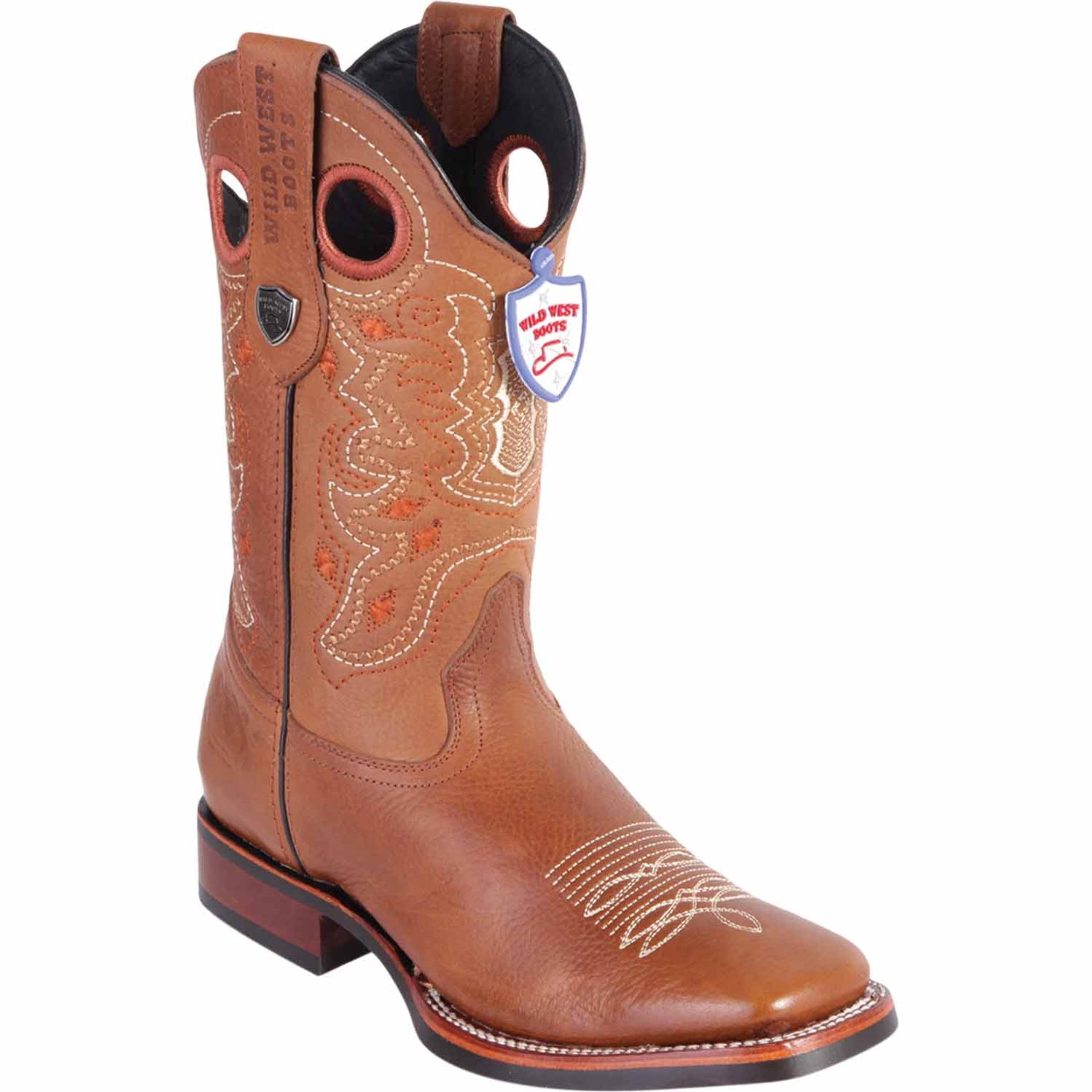 Men's Wild West Genuine Leather Ranch Toe Boots 282527 — MensUSA