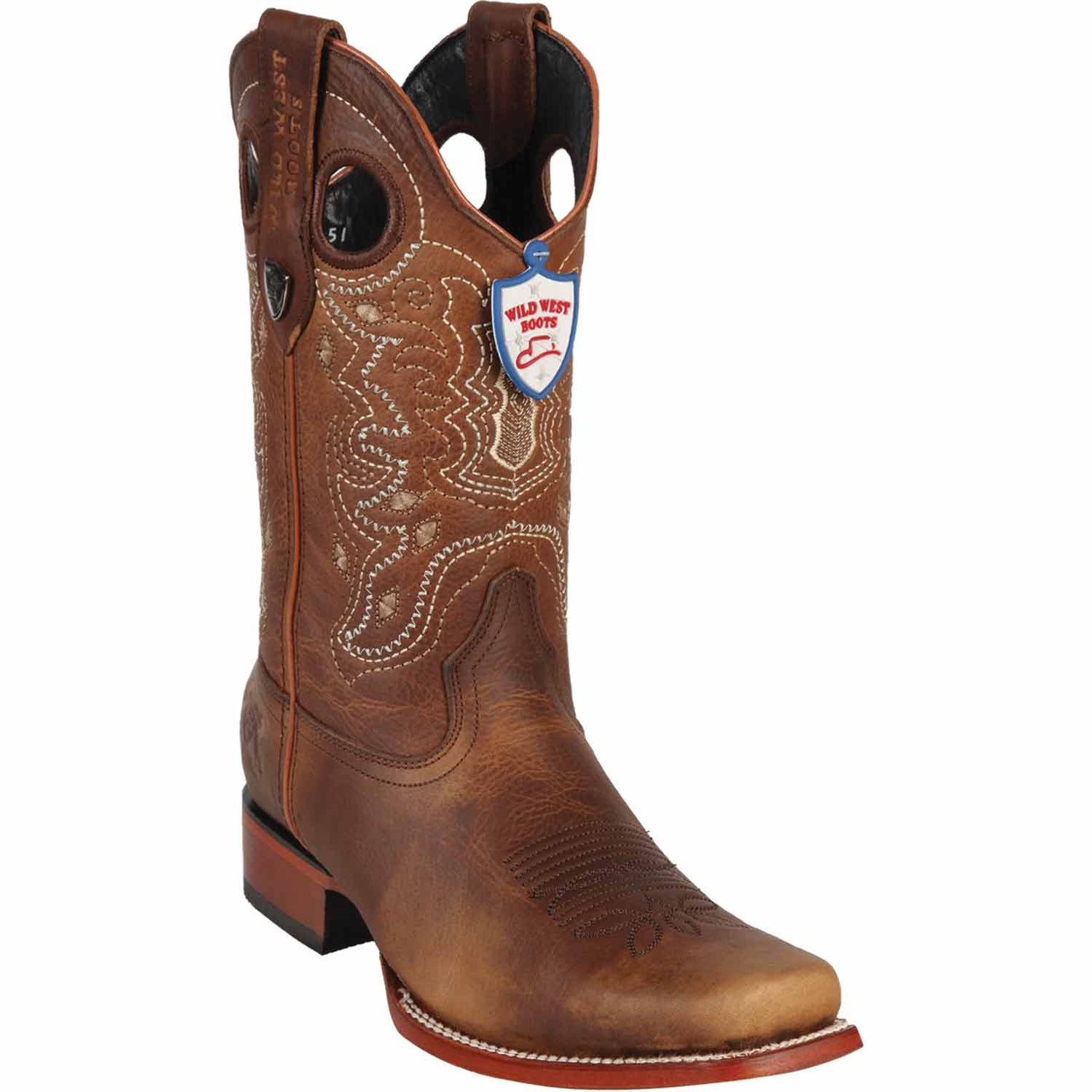 Men's Wild West Genuine Leather Rodeo Toe Boots 281899 — MensUSA