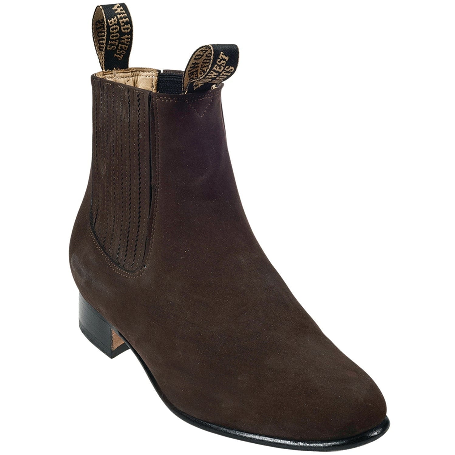 Men's Wild West Nobuk Leather Round Toe Charro Short Boots 26163 — MensUSA
