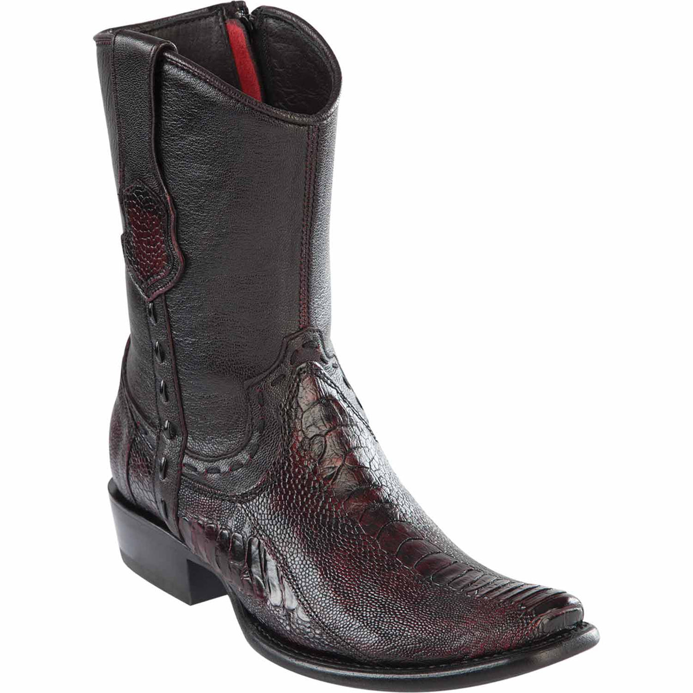 Men's Wild West Ostrich Leg Skin Dubai Toe Short Boots 279B05 — MensUSA