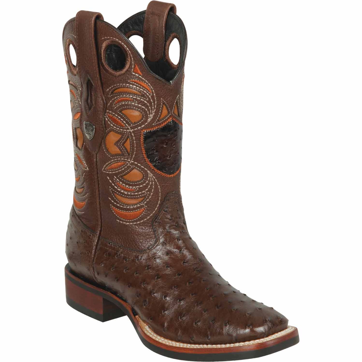 Men's Wild West Ostrich Skin Ranch Toe Boots 282503 — MensUSA