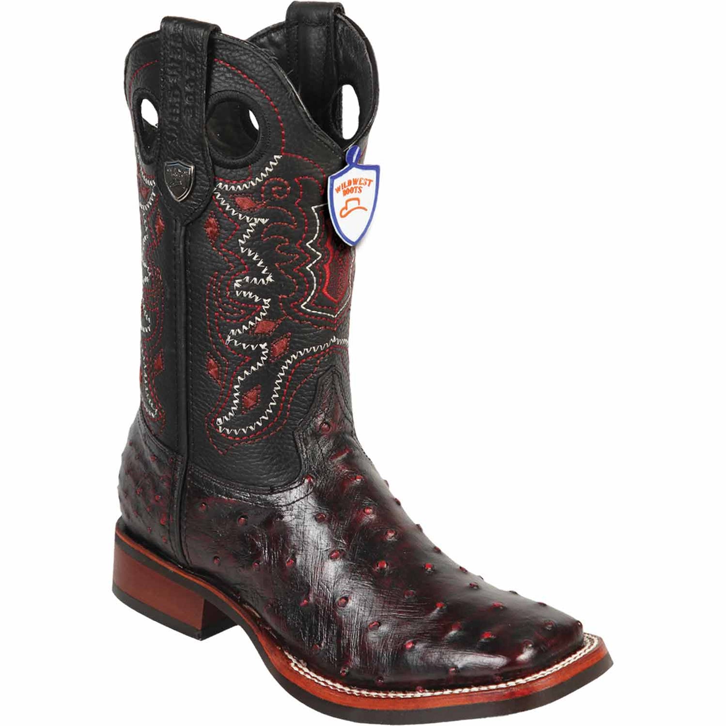 Men's Wild West Ostrich Skin Ranch Toe Boots 282503 — MensUSA