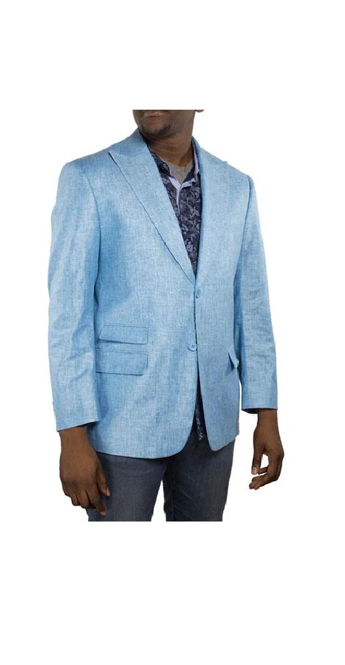 Mens Turquoise Summer Fabric Fabric Blazer — MensUSA