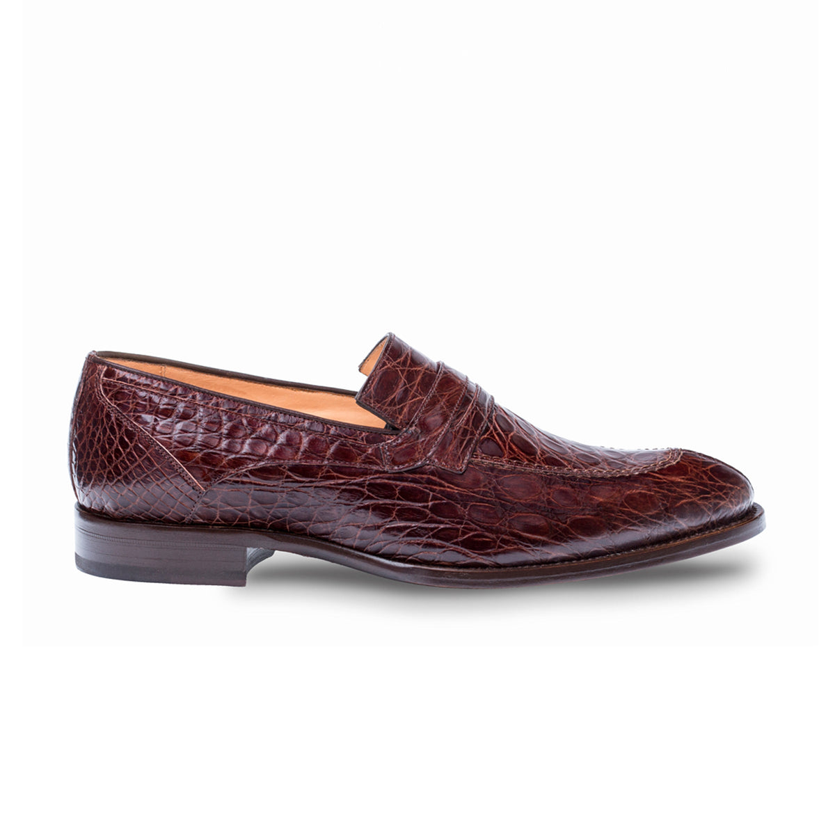 Mens Mezlan Bixby Caiman Crocodile Penny Loafer Dress Shoe in Brown ...