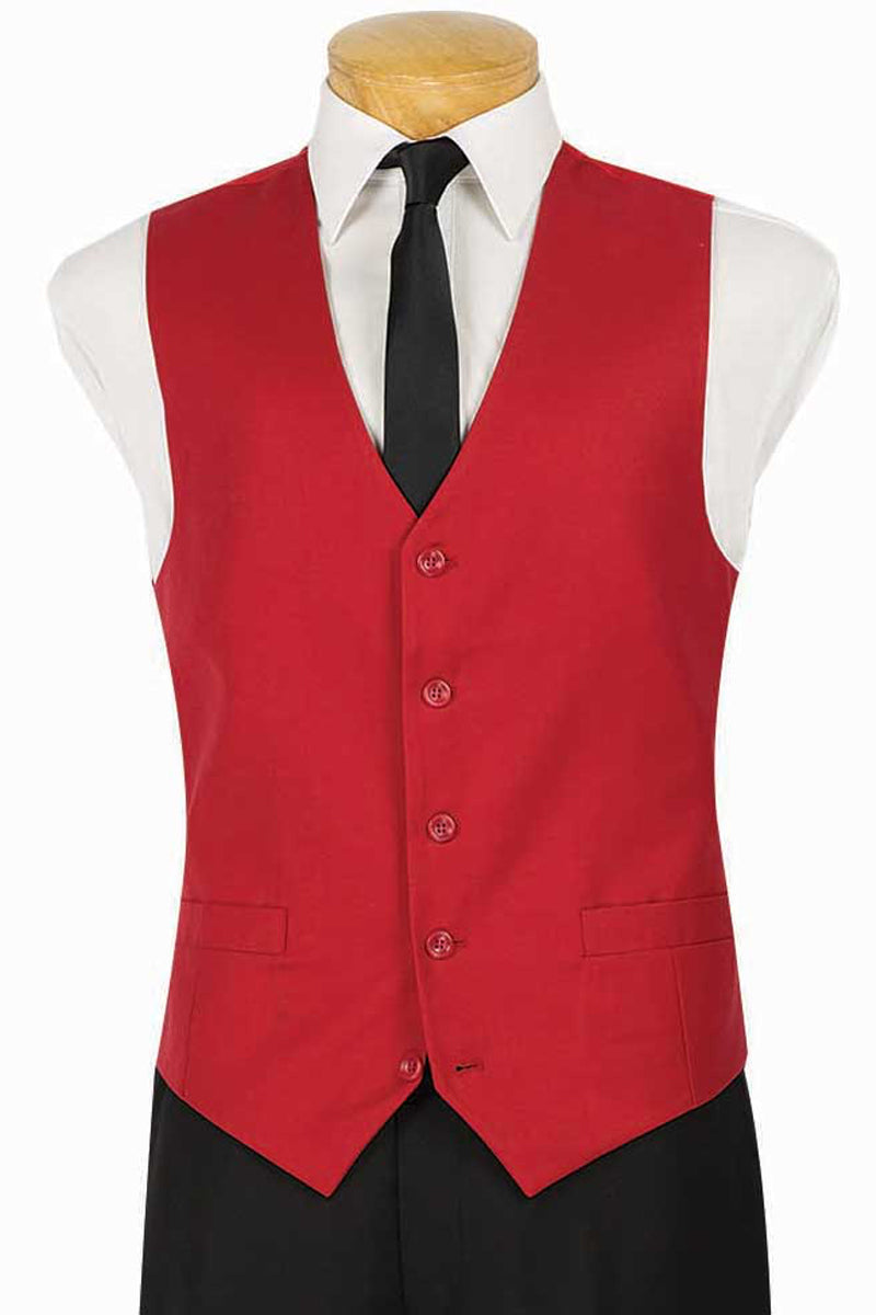 Mens Classic 5 Button Suit Vest in Red — MensUSA