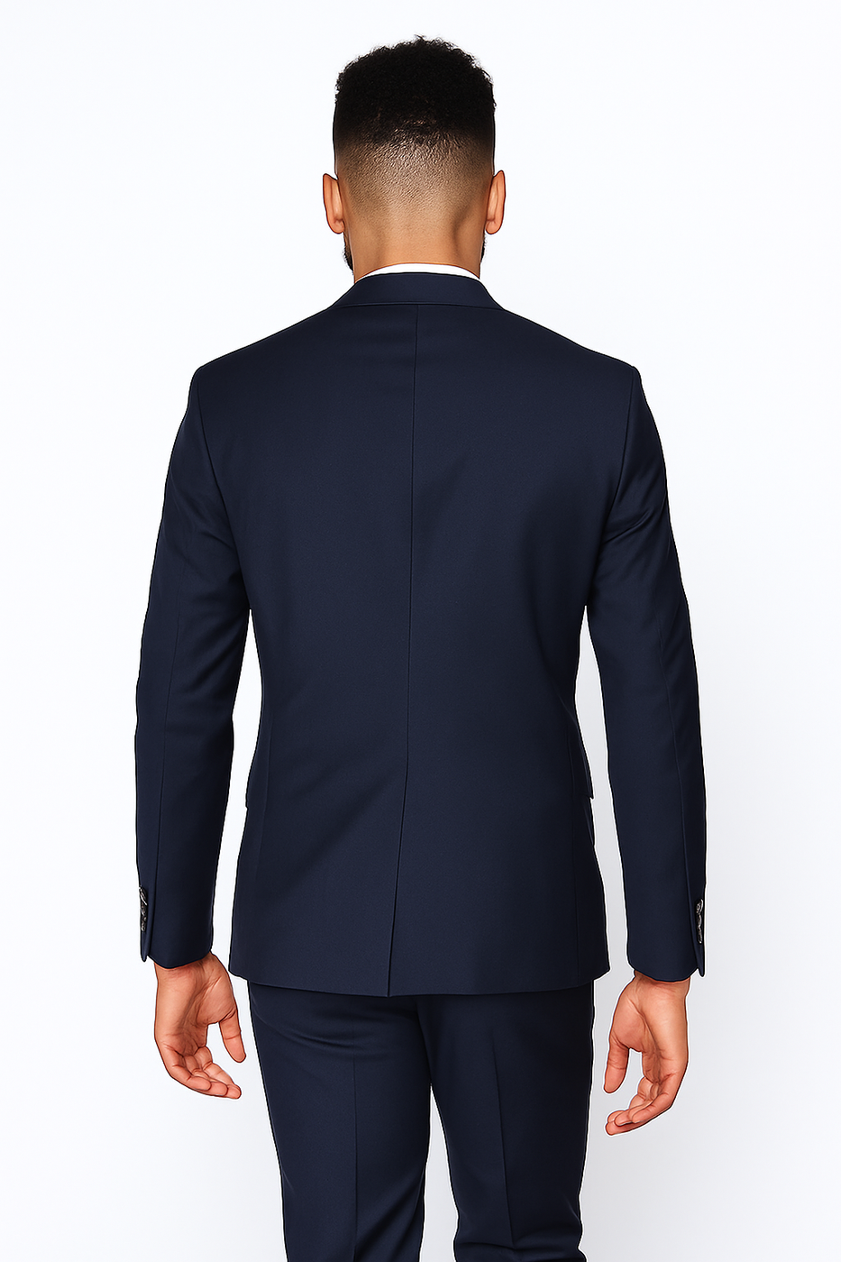 Rossiman Rossi Navy Blue Slim Fit Suit – Peak Lapel Tailored Formalwea ...