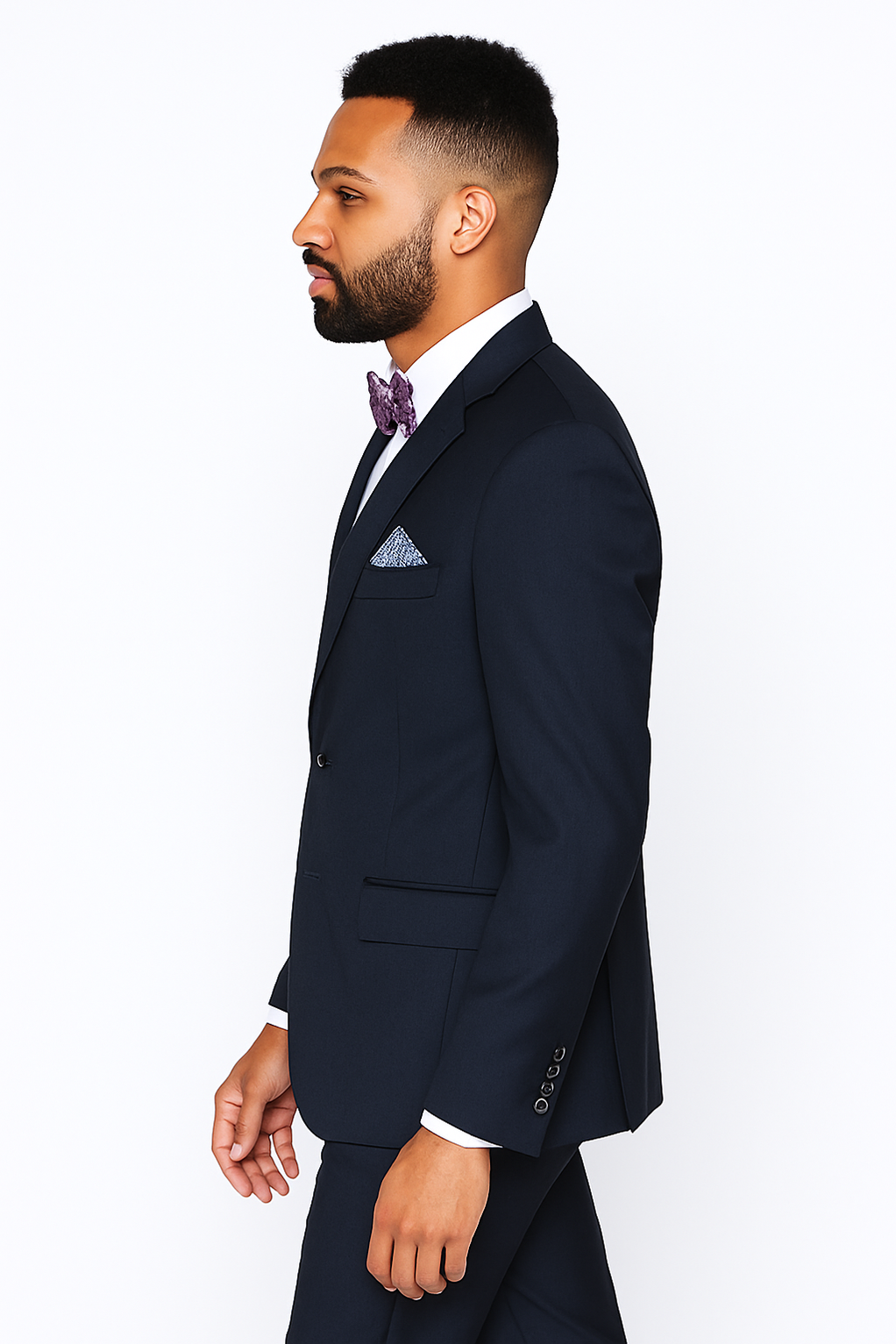 Rossiman Rossi Navy Blue Slim Fit Suit – Peak Lapel Tailored Formalwea ...