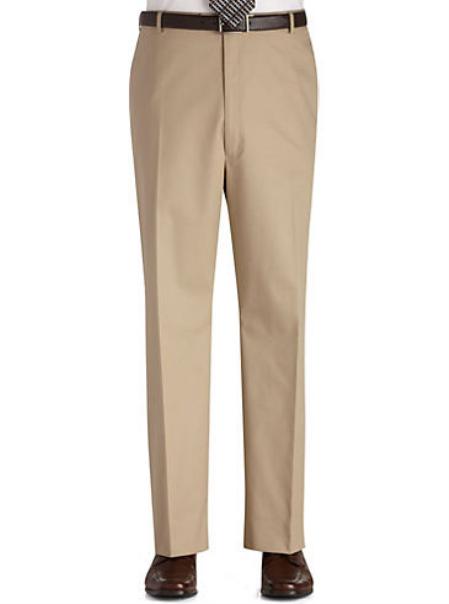 Flat Front Regular Rise Slacks Off-White — MensUSA