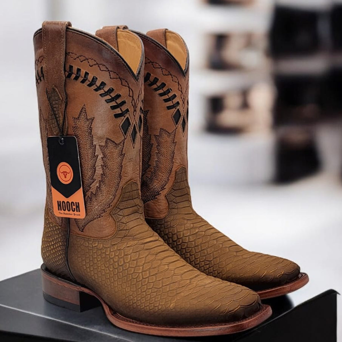 Oryx Snake Print Boots Square Toe | Hooch Boots – Formal Dress Shops ...