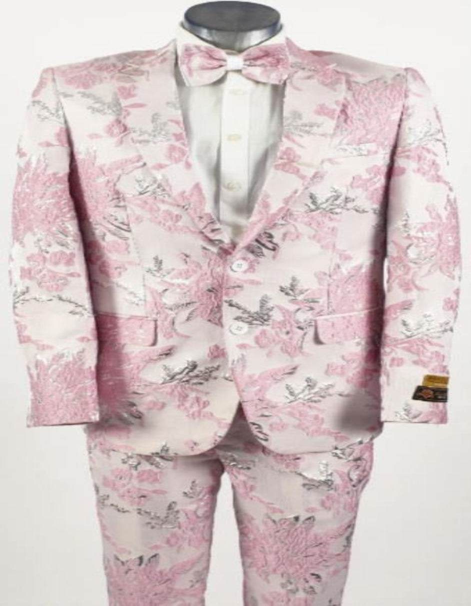 Package Package Combo Mens Pink Suit - Paisley Fancy Floral Suits with ...