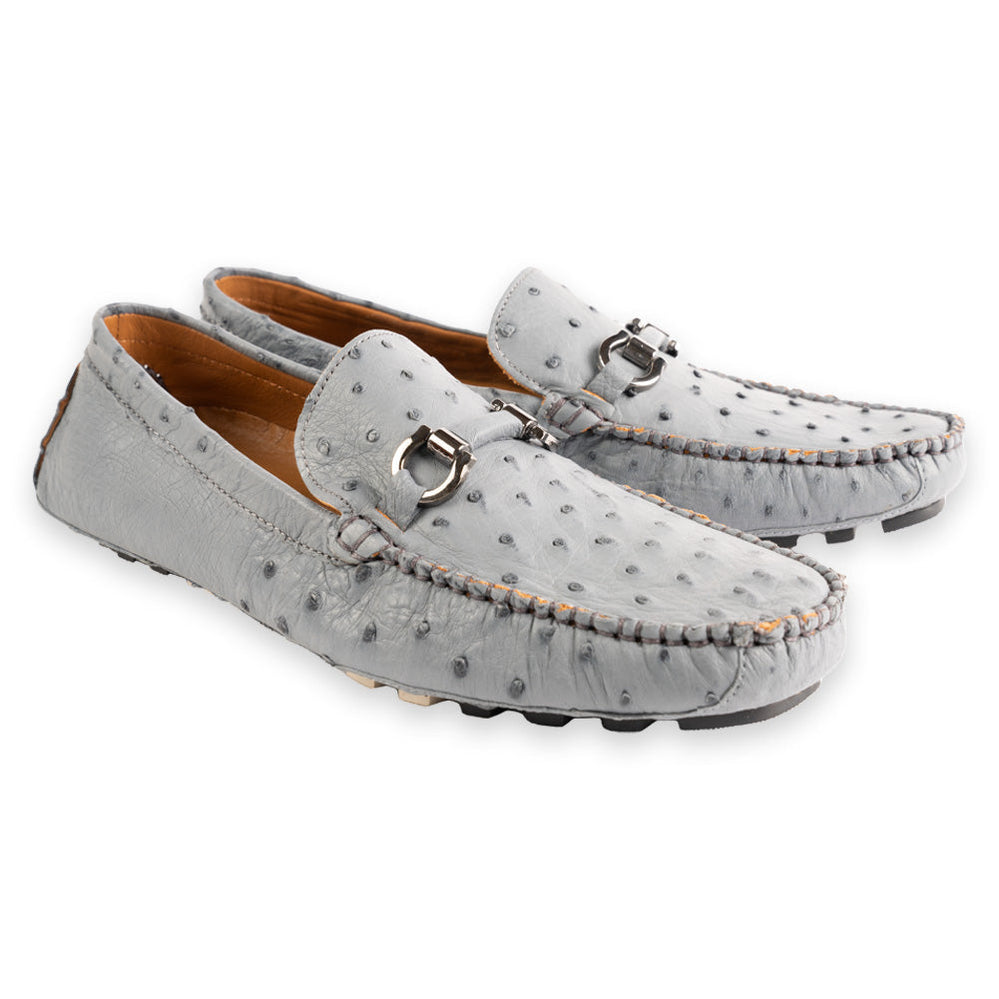 P01406 Palm Beach Genuine Ostrich Driver- Grey — MensUSA