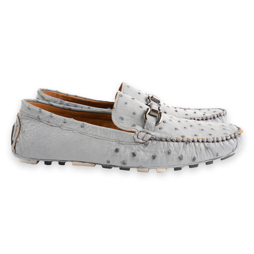 P01406 Palm Beach Genuine Ostrich Driver- Grey — MensUSA