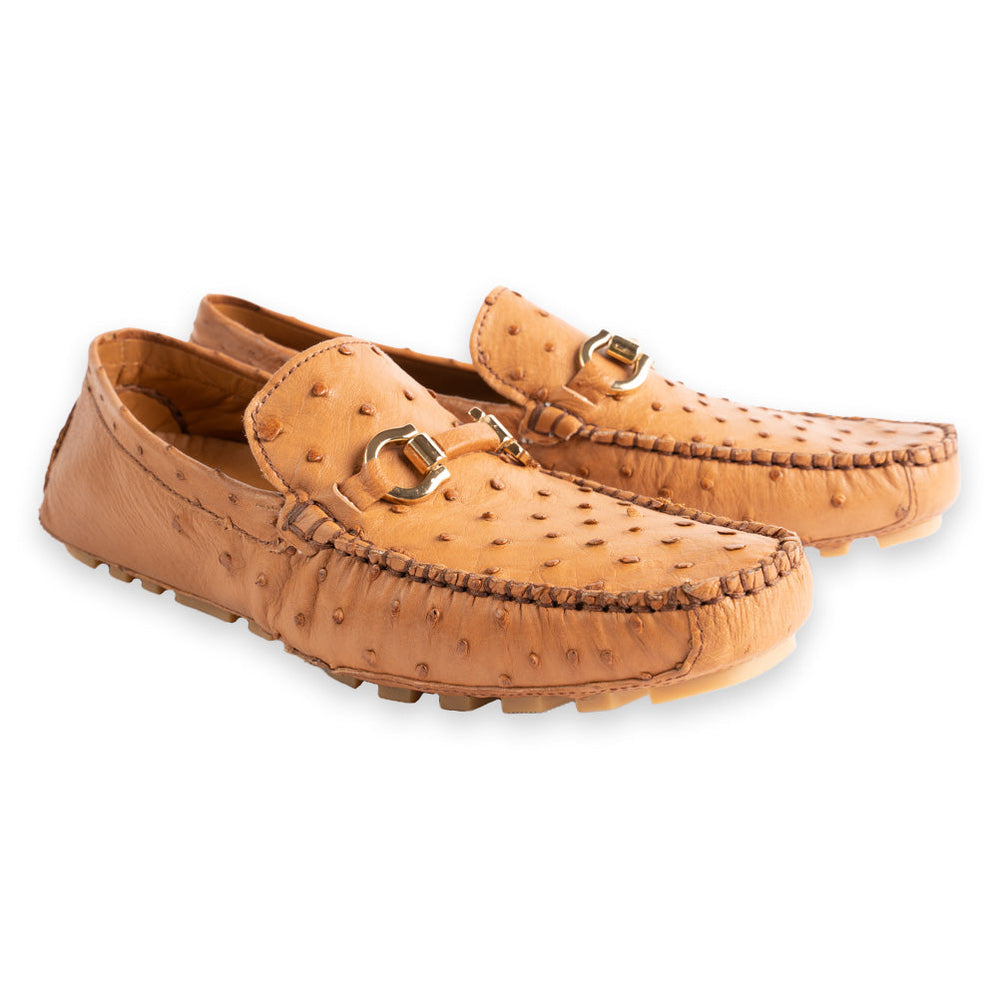 P01407 Palm Beach Genuine Ostrich Driver- Light Tan — MensUSA