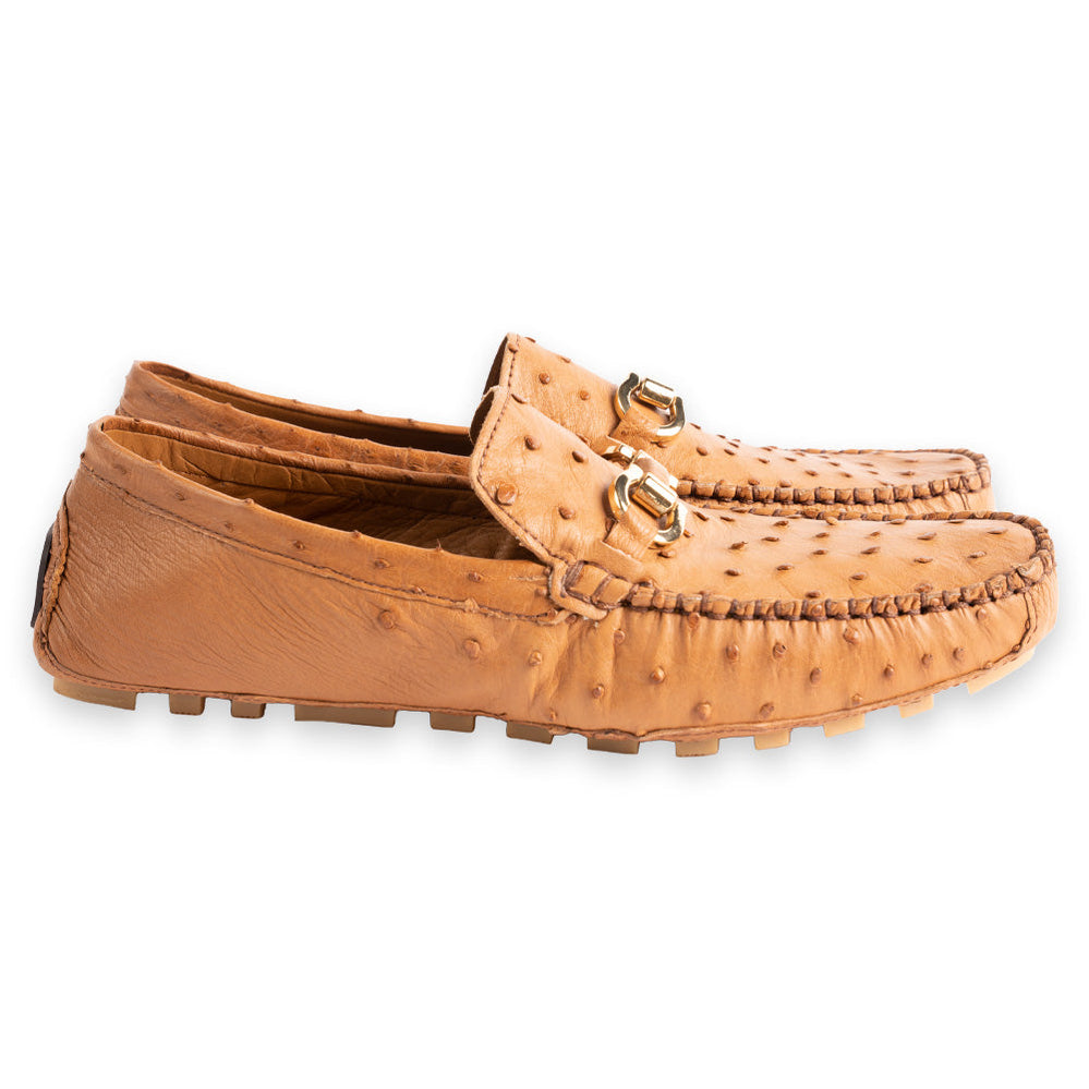 P01407 Palm Beach Genuine Ostrich Driver- Light Tan — MensUSA