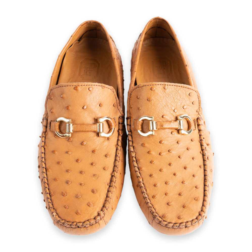 P01407 Palm Beach Genuine Ostrich Driver- Light Tan — MensUSA