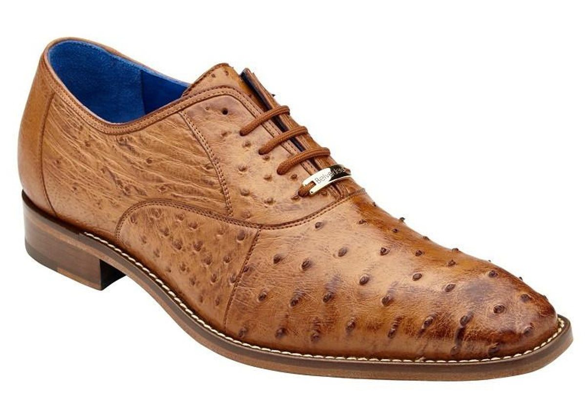 Belvedere Men's Peanut Tan Ostrich Shoes Hand Made Orlando — MensUSA