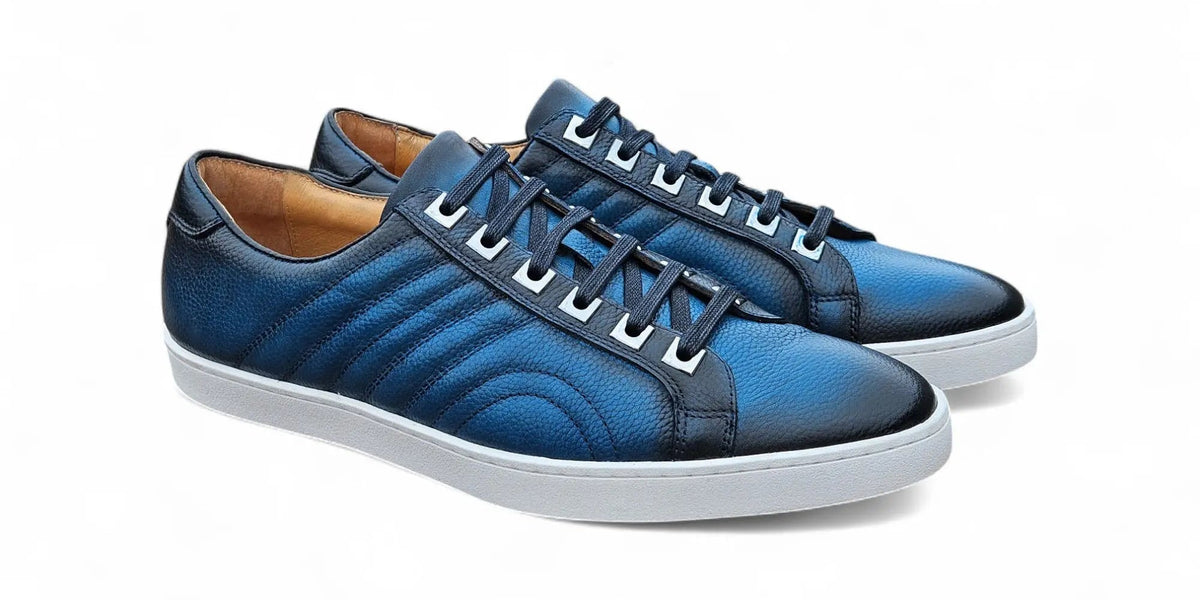 Primo Hand Burnished Leather Sneakers — MensUSA